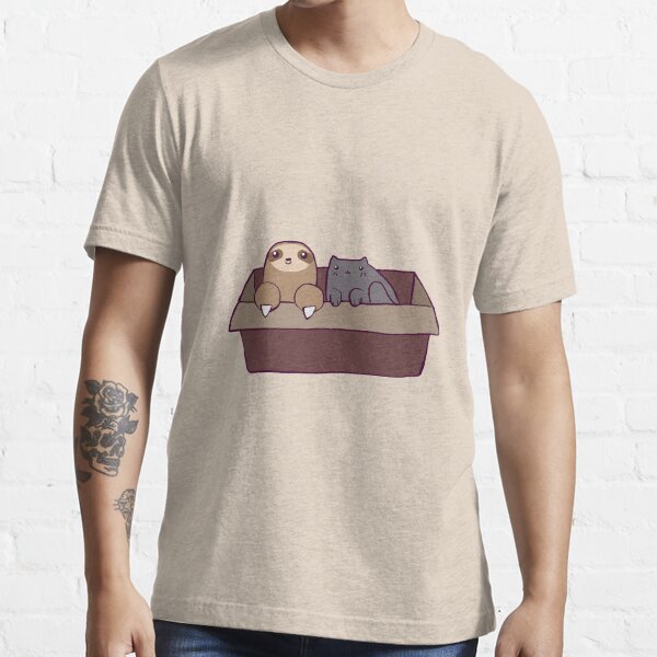 "Sloth and Cat in a Box" T-shirt for Sale by SaradaBoru | Redbubble ...