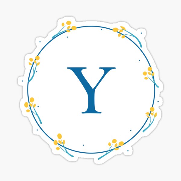 "blue and yellow floral letter "Y"" Sticker for Sale by MinimalisM-shop ...