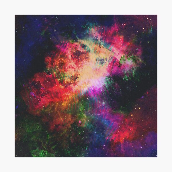 Lámina fotográfica «Fondo del espacio colorido abstracto. Estrellas de ...