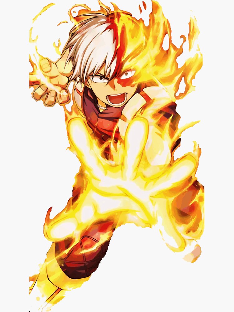 "todoroki shouto fire art" Sticker for Sale by rogerbarnet | Redbubble