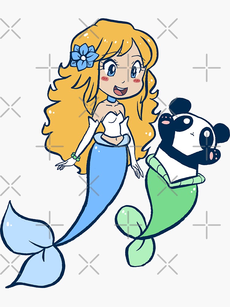 "Mermaid and MerPanda" Sticker for Sale by SaradaBoru | Redbubble