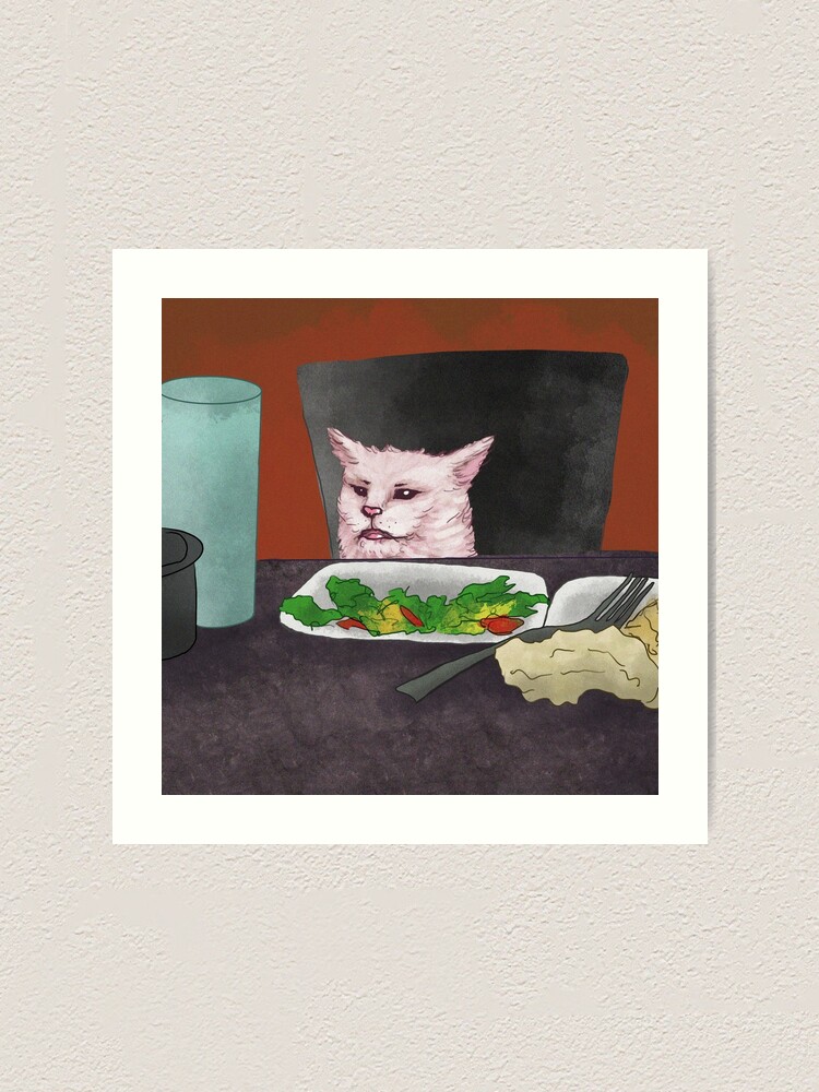 "Table cat meme" Art Print by Rachiearts | Redbubble