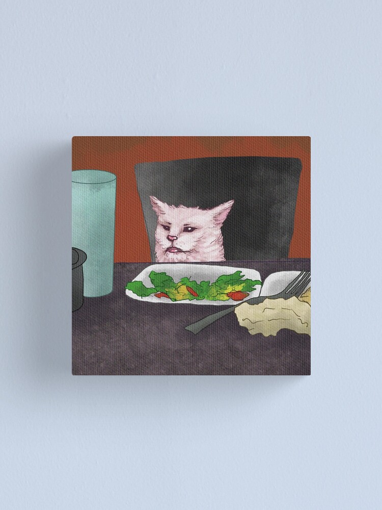 "Table cat meme" Canvas Print for Sale by Rachiearts | Redbubble
