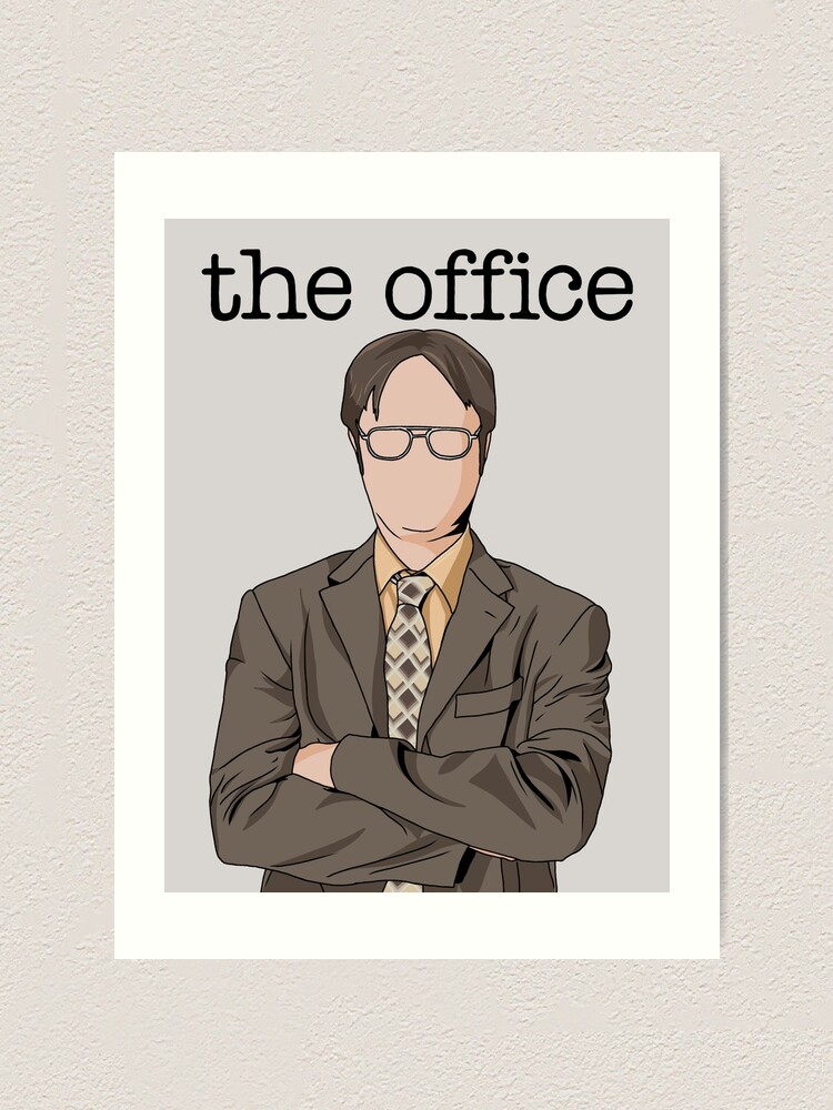 "Dwight Schrute The Office Cartoon Digital Art 2 With Font" Art Print ...