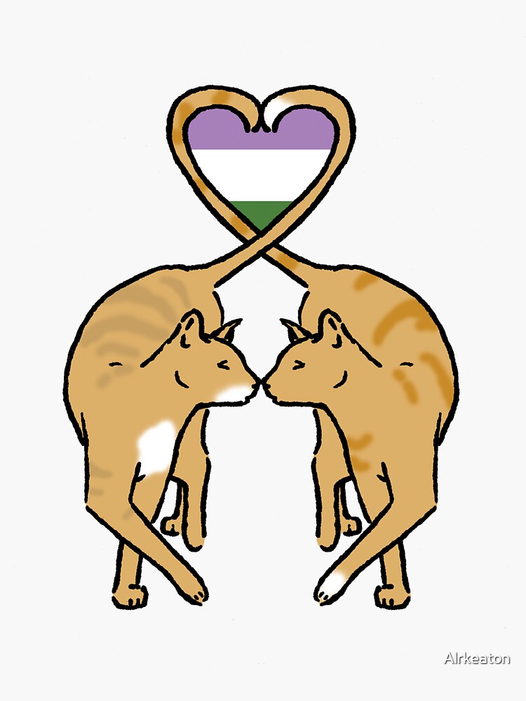 "Genderqueer Pride Cats" Sticker for Sale by Alrkeaton | Redbubble