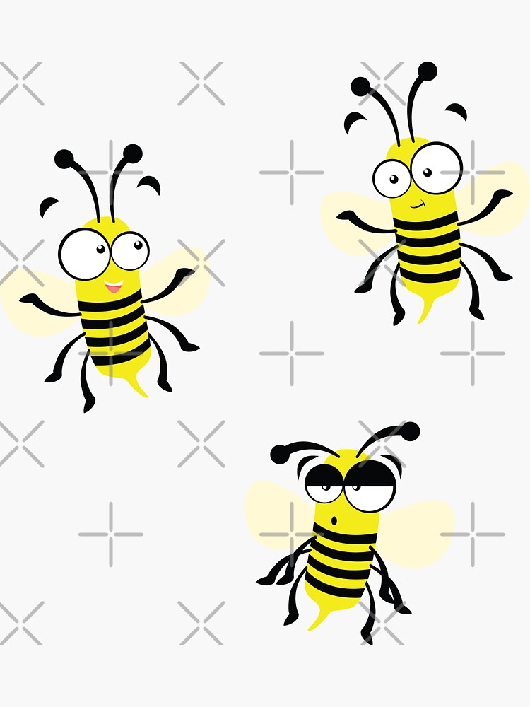 "Three Cute Wholesome Bees - Hand Drawn Sticker Pack 2" Sticker by ...