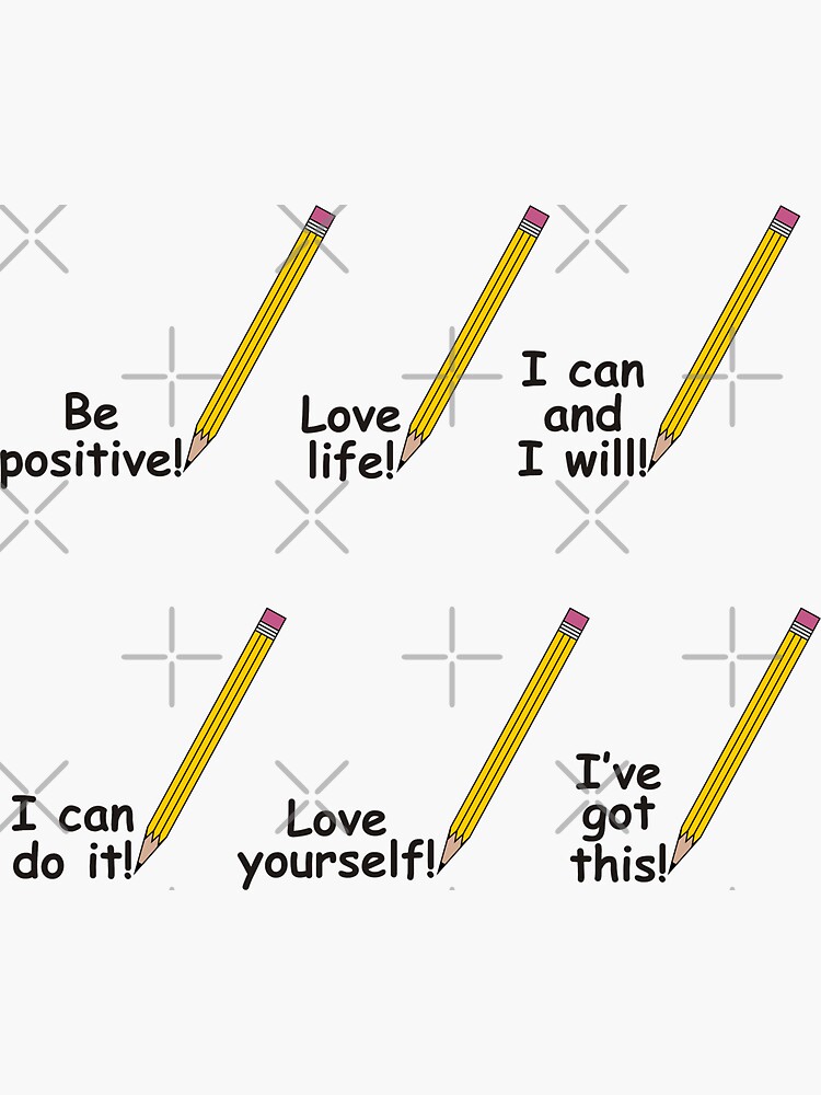 "Yellow Pencil Motivational Sticker Pack" Sticker by fionakzn | Redbubble
