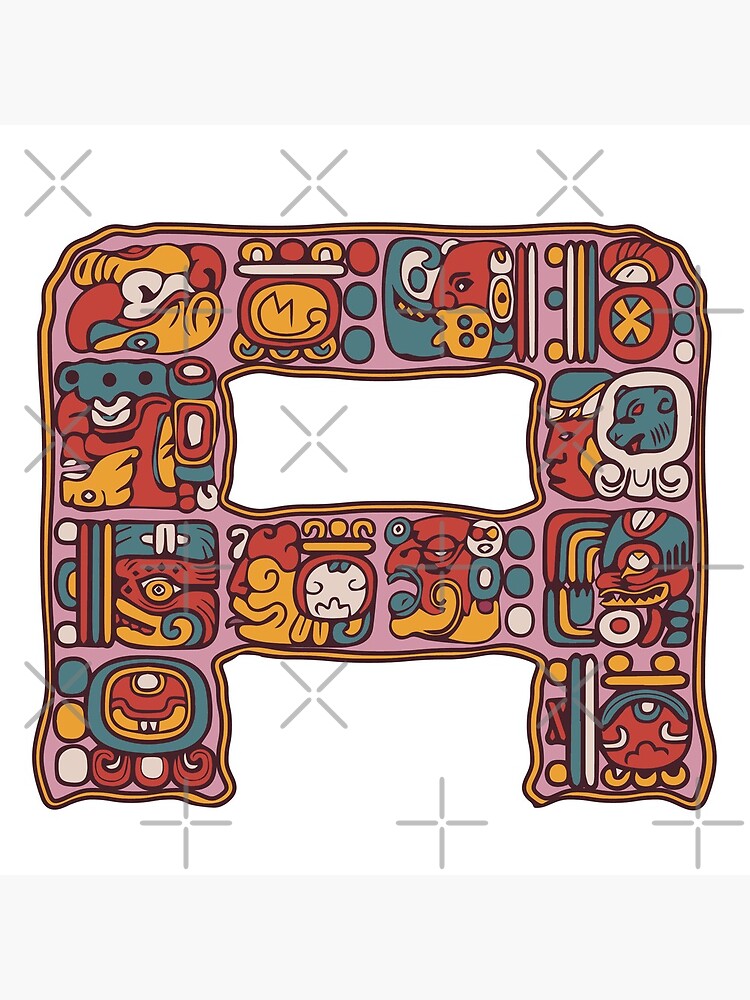 Lámina fotográfica «Glifo azteca único, letra mayúscula "A" alfabeto de ...