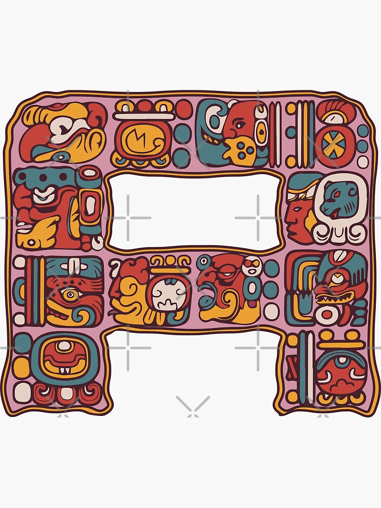 Pegatina «Glifo azteca único, letra mayúscula "A" alfabeto de estilo ...
