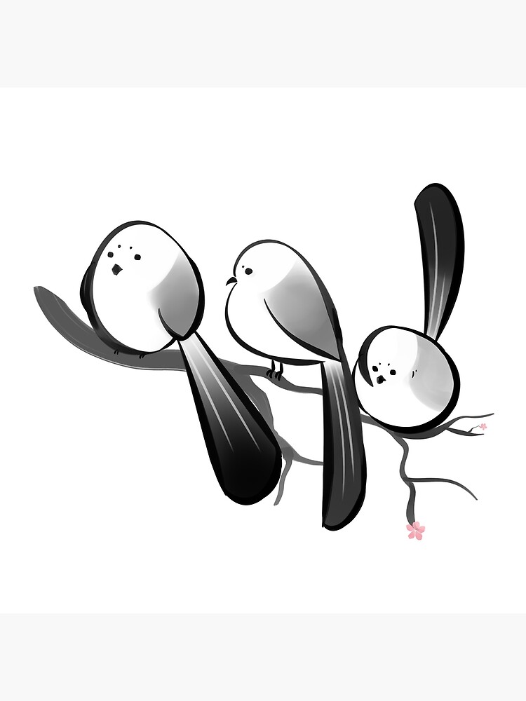 "シマエナガ - Shima-Enaga Japanese Tit Bird Calligraphy Style" Poster by ...