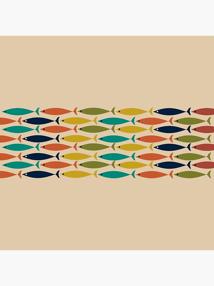 "Fish Stripe 6 - Minimalist Mid Century Modern Fish Pattern in Mid Mod ...