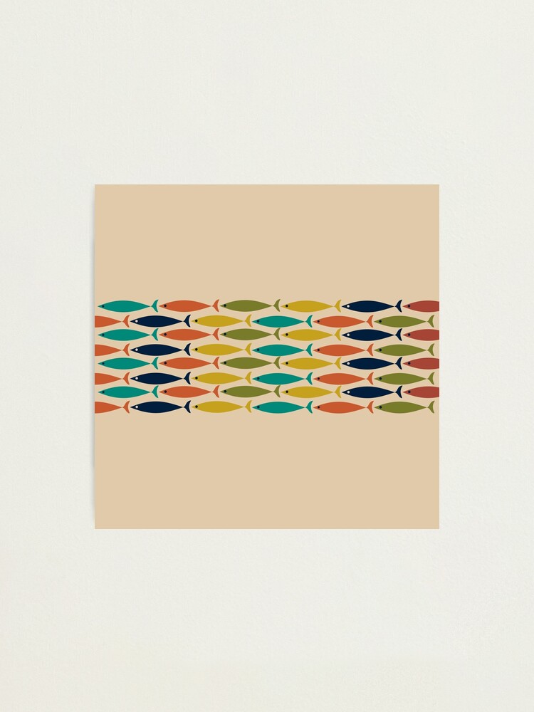 "Fish Stripe 6 - Minimalist Mid Century Modern Fish Pattern in Mid Mod ...
