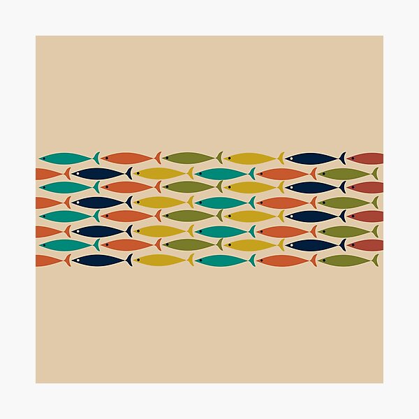 "Fish Stripe 6 - Minimalist Mid Century Modern Fish Pattern in Mid Mod ...