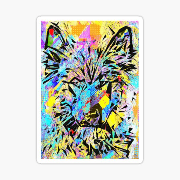 "Wolf Abstract Art" Sticker for Sale by scrolla | Redbubble