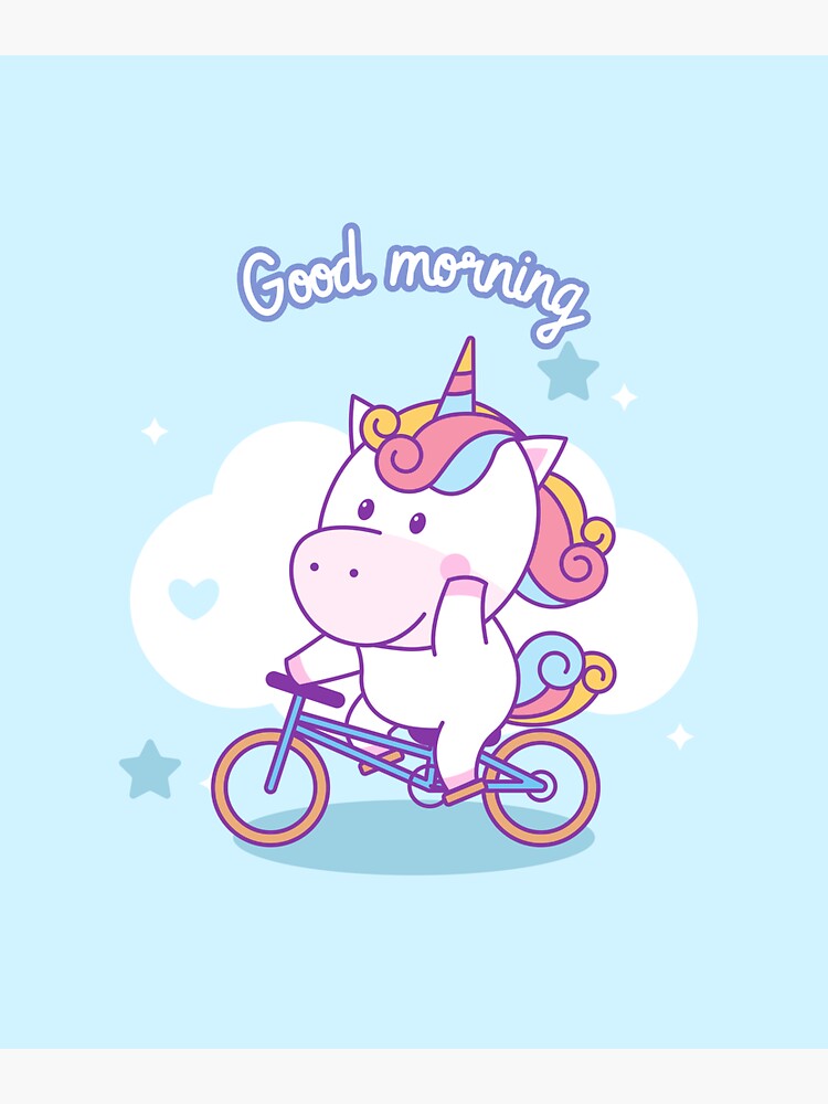 "cute unicorn good morning" Sticker by Sally-Arts | Redbubble