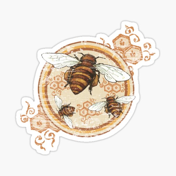 "Honey Bees - Distressed Vintage Retro Aesthetic" Sticker for Sale by ...
