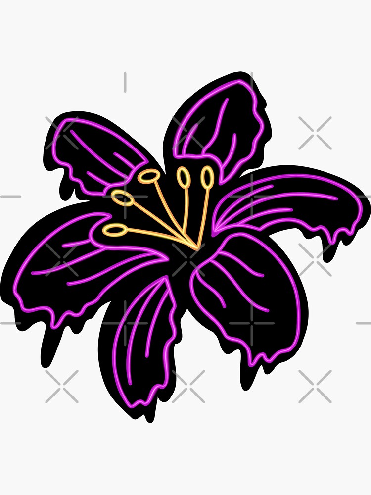 "Pink Neon Lily" Sticker for Sale by anjaydesigns | Redbubble