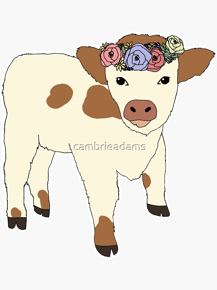 "Fuzzy cow" Sticker for Sale by cambrieadams | Redbubble