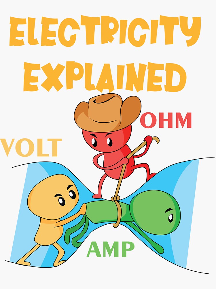 "Ohm Volt Amp Electricity Explained" Sticker by Kreavtee | Redbubble