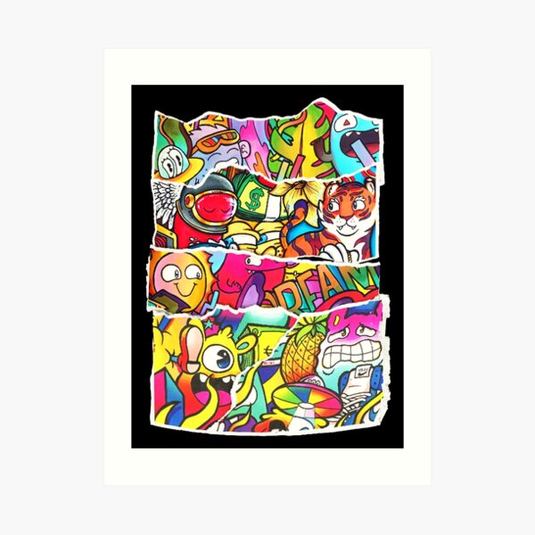 "Vexx Doodle Collage" Art Print for Sale by IdellaKassulke | Redbubble