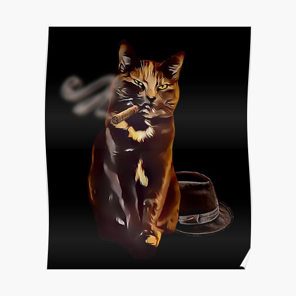 "Mafia Boss Cat Drawing" Poster by CartoonCosmos | Redbubble