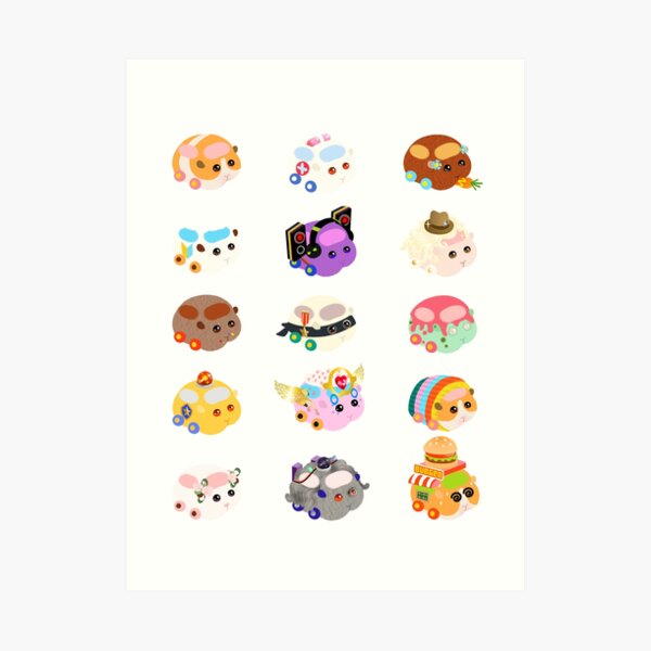 "Pui Pui Molcar Assorted Characters - White" Art Print for Sale by ...