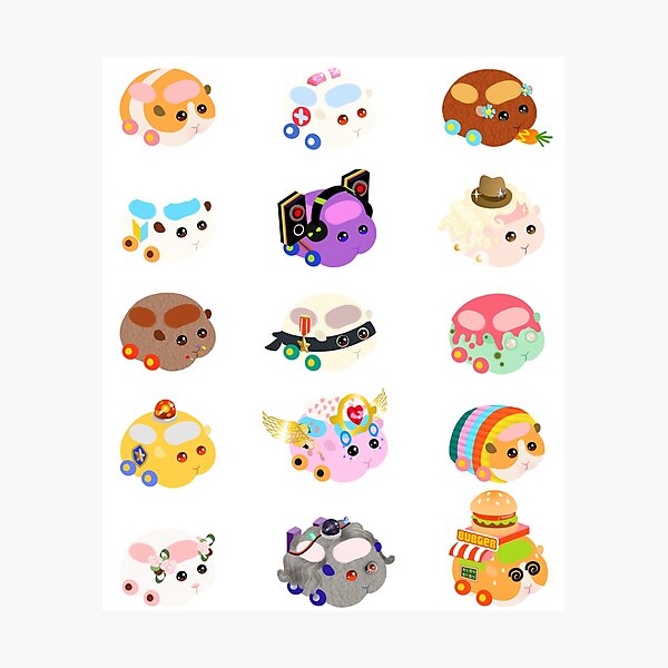 "Pui Pui Molcar Assorted Characters - White" Photographic Print for ...