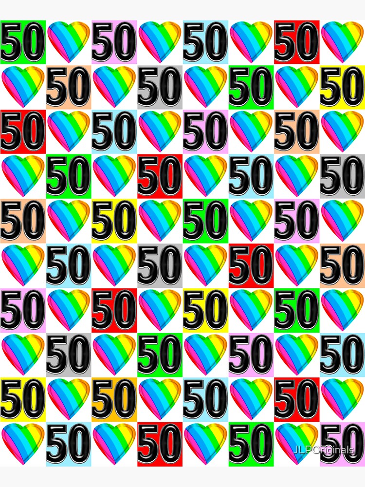"50TH BIRTHDAY RAINBOW HEART DESIGN" Sticker by JLPOriginals | Redbubble