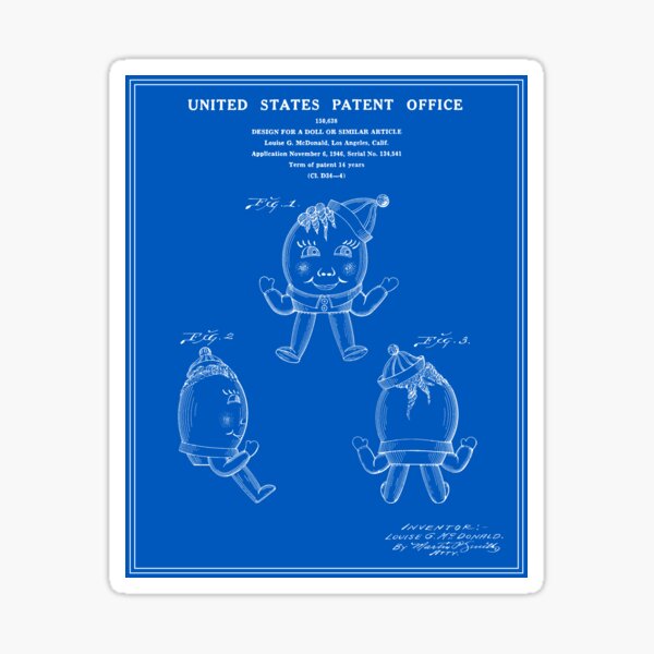 "Humpty Dumpty Patent - Blueprint" Sticker for Sale by FinlayMcNevin ...