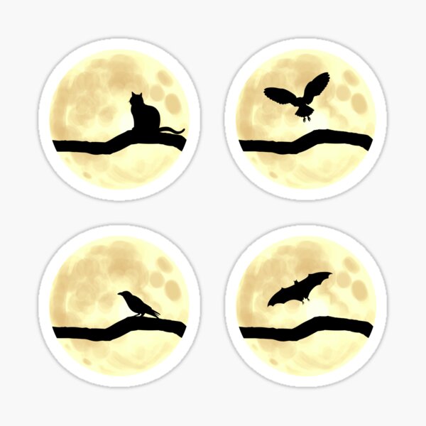 "Nocturnal animals at full moon" Sticker for Sale by solarwind559 ...