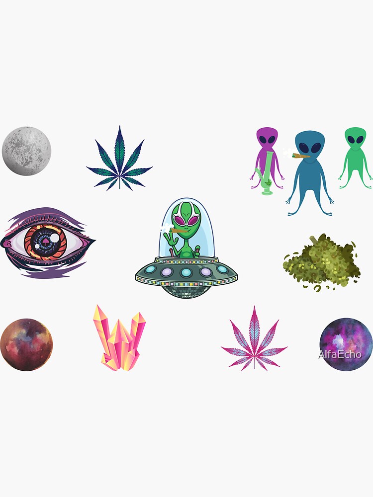 "Alien Stoner Pack | Smart Successful Stoner | THC Leaves | " Sticker ...