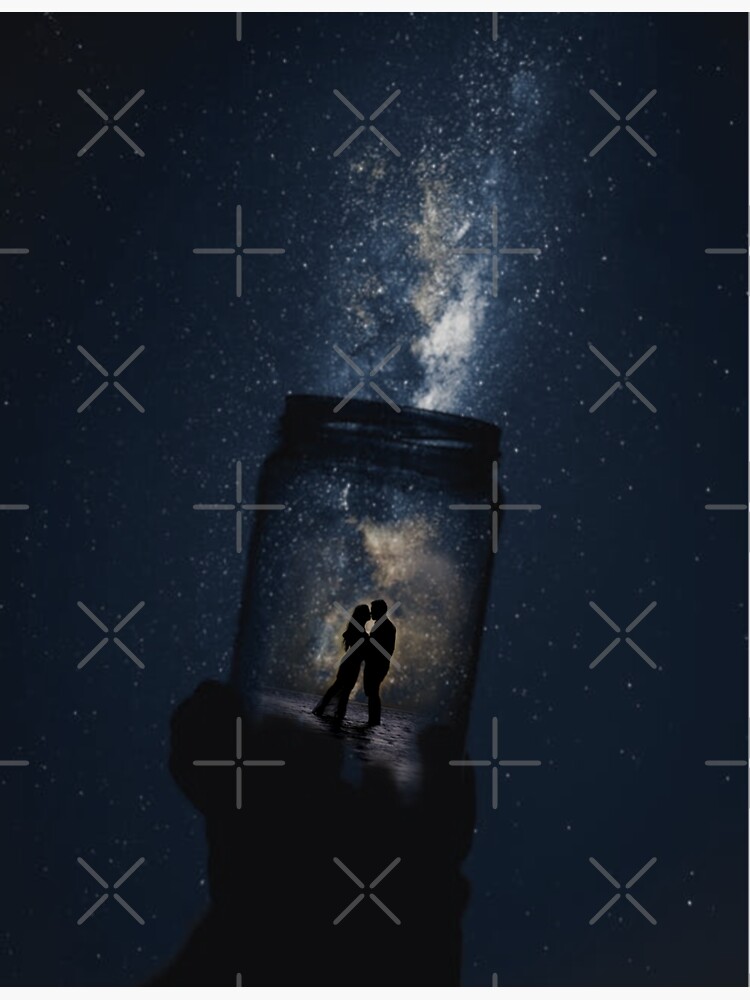 "Space art print lovers couple romance dark celestial stars galaxy ...