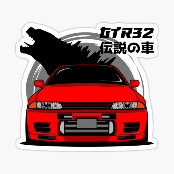 "Red JDM R32" Sticker for Sale by goldentuners | Redbubble