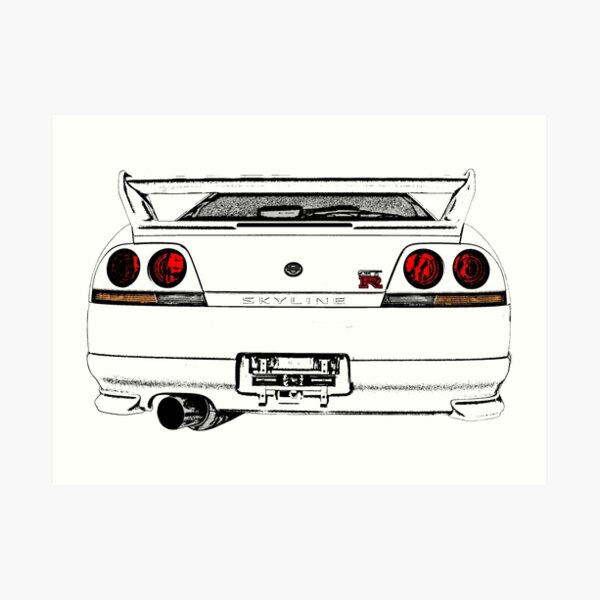 "Nissan Skyline R33 GT-R (back)" Art Print by officialgtrch | Redbubble