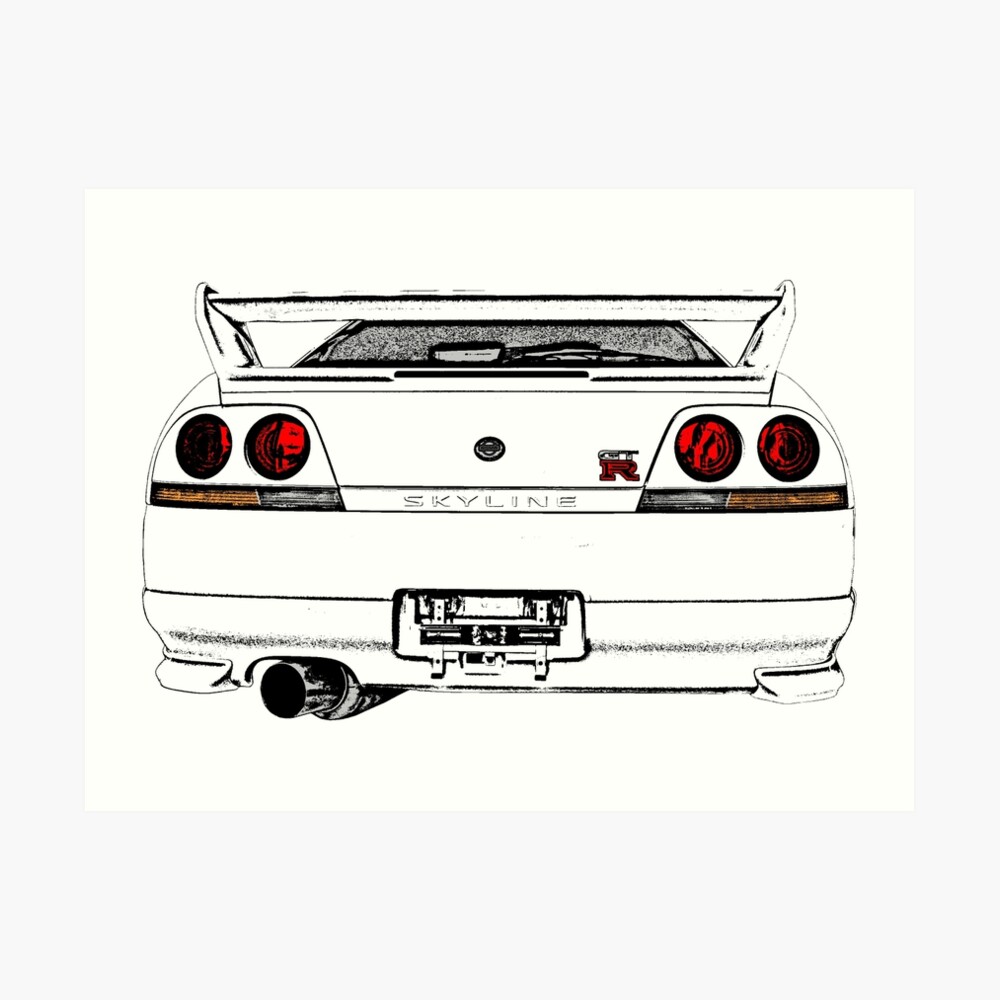 "Nissan Skyline R33 GT-R (back)" Art Print by officialgtrch | Redbubble
