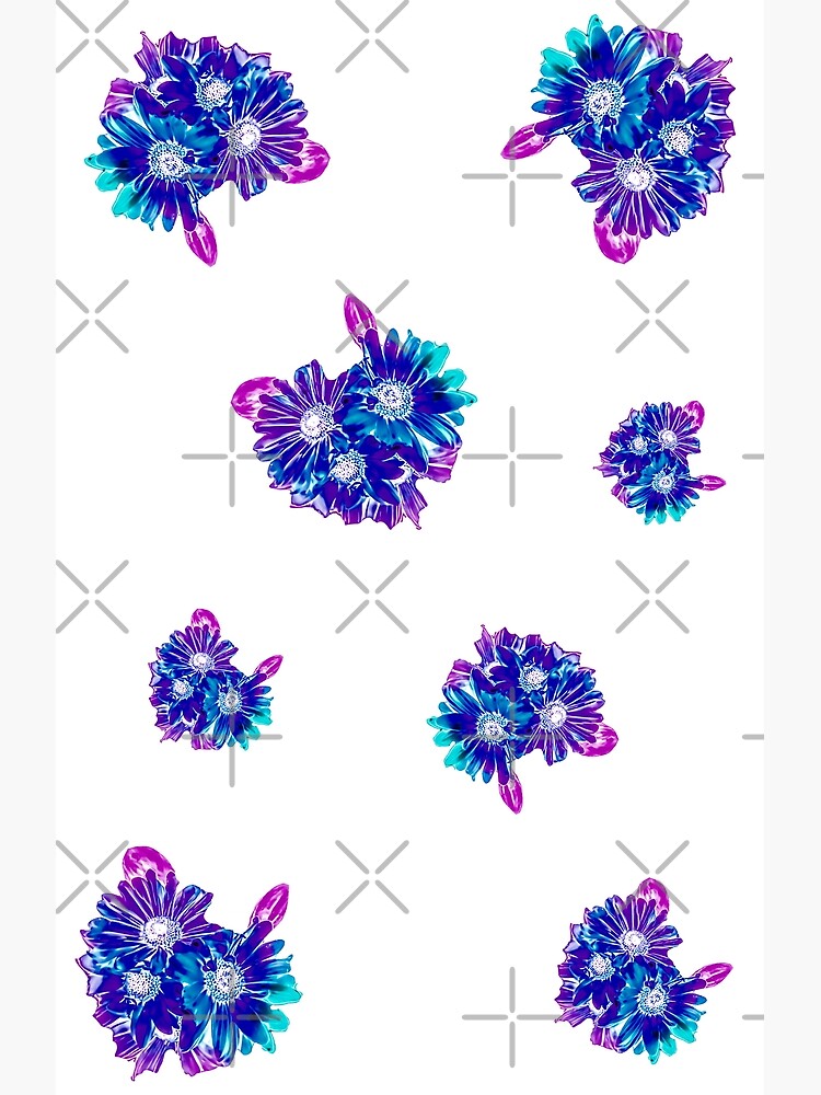 Purple And Blue Jacquard Floral Sticker Pack Poster For Sale By