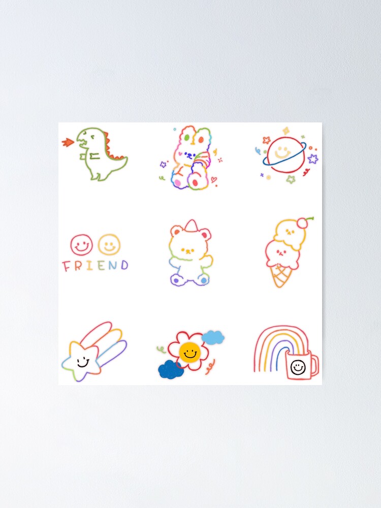 "Cute Outline Drawings" Poster by lrystickers | Redbubble
