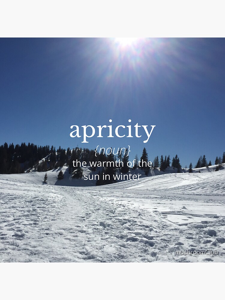 "apricity, winter, pretty words, definitions" Sticker for Sale by ...