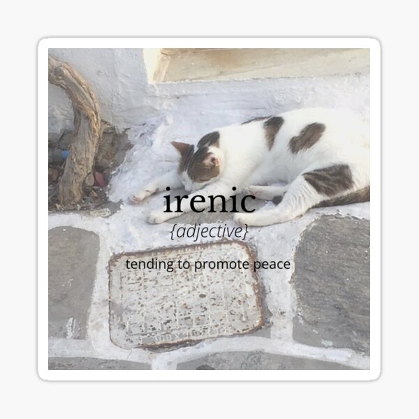 "irenic, cat, pretty words, definitions" Sticker for Sale by ...