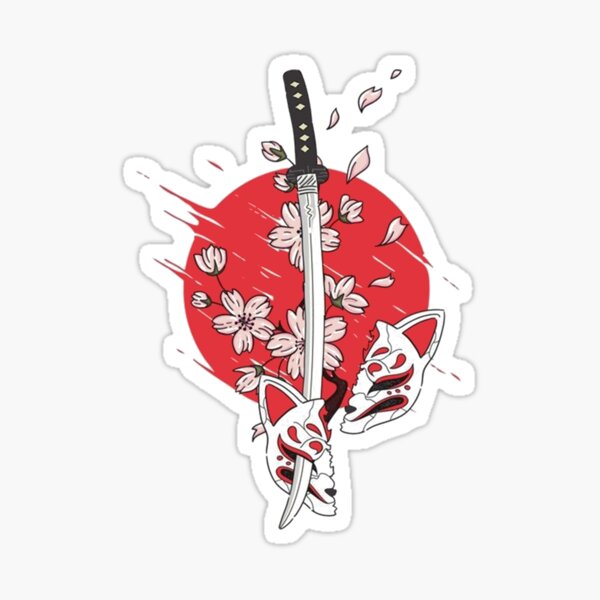 "Samurai Katana illustration" Sticker for Sale by aTom03 | Redbubble