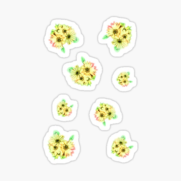 Watercolor Jacquard Floral Sticker Pack Sticker For Sale By Ylavine