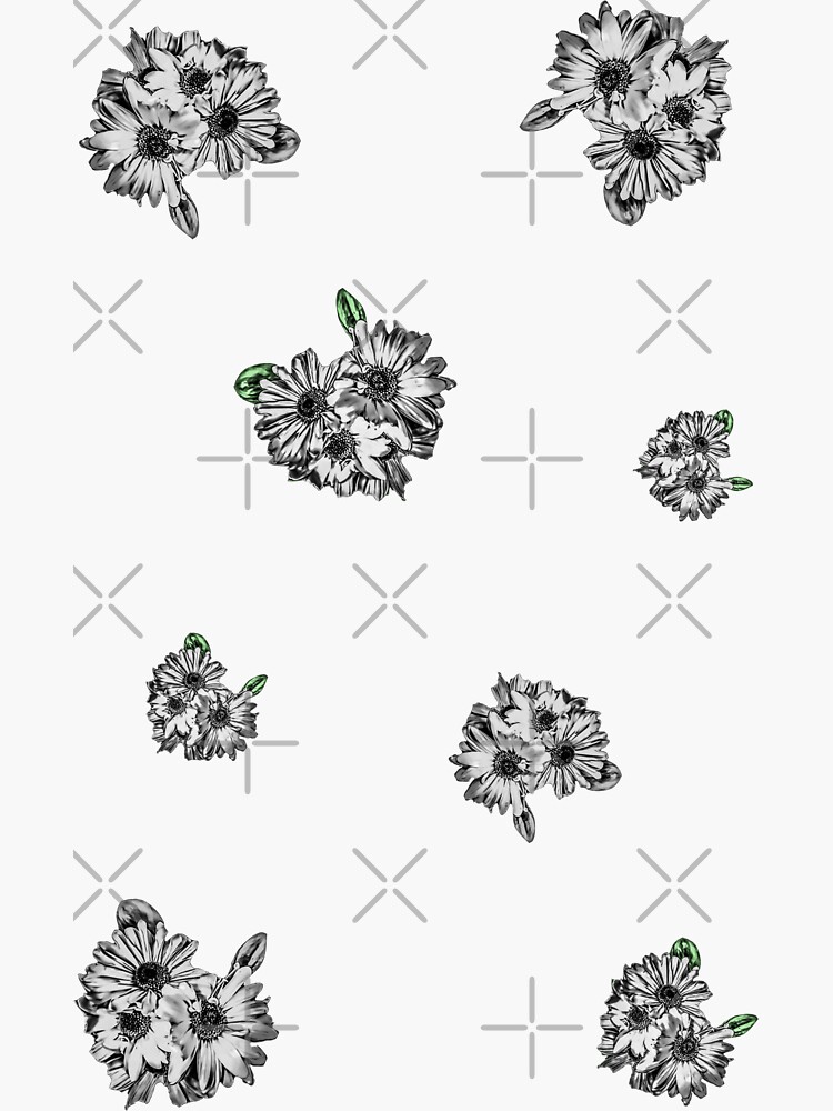 Black And White Jacquard Floral Sticker Pack Sticker By Ylavine Rb