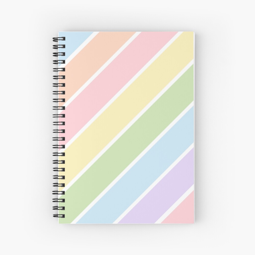 "Pastel Aesthetic Rainbow Diagonal Stripe Cute" Spiral Notebook for ...