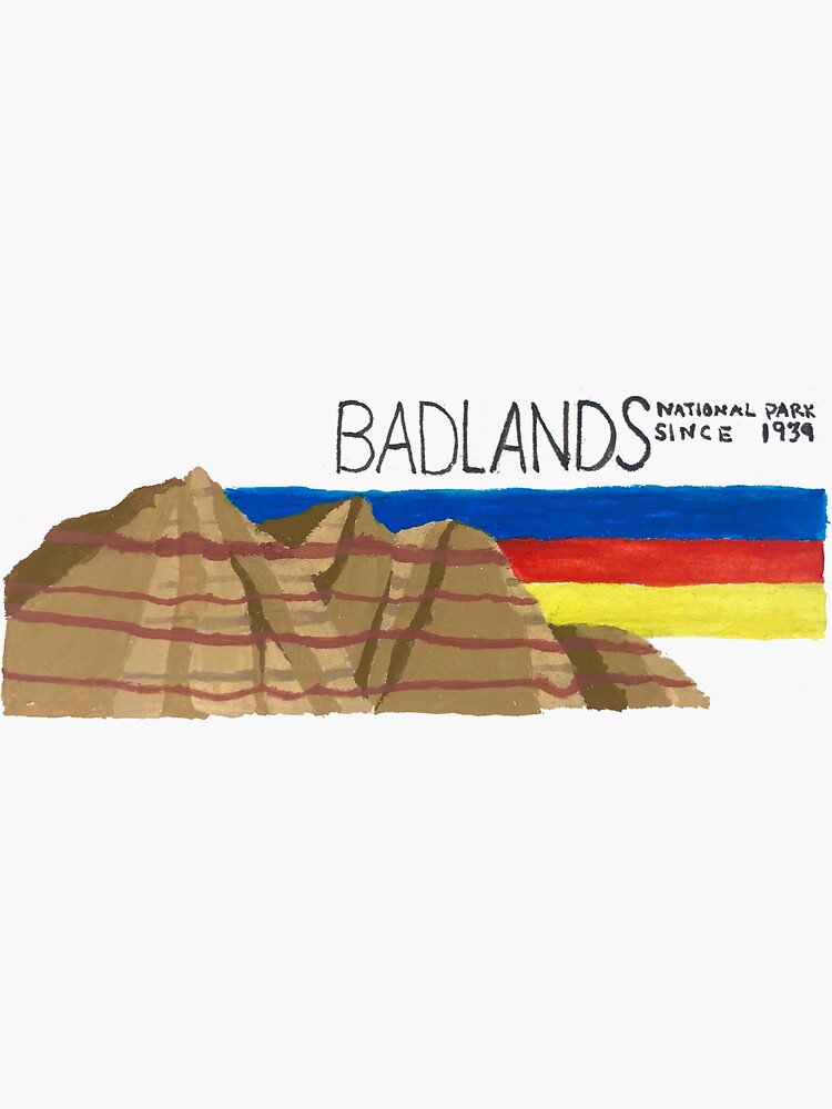 "Retro Badlands National Park" Sticker for Sale by GreatPlainsWolf ...