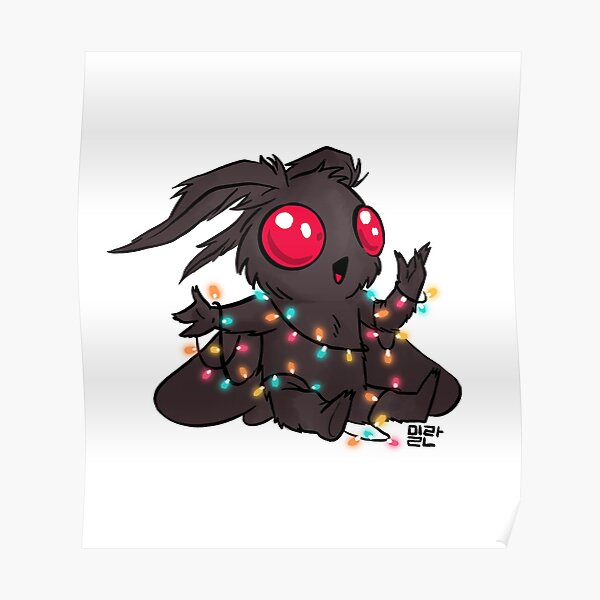 "Mothman with Christmas lights " Poster for Sale by lukewarmTea | Redbubble