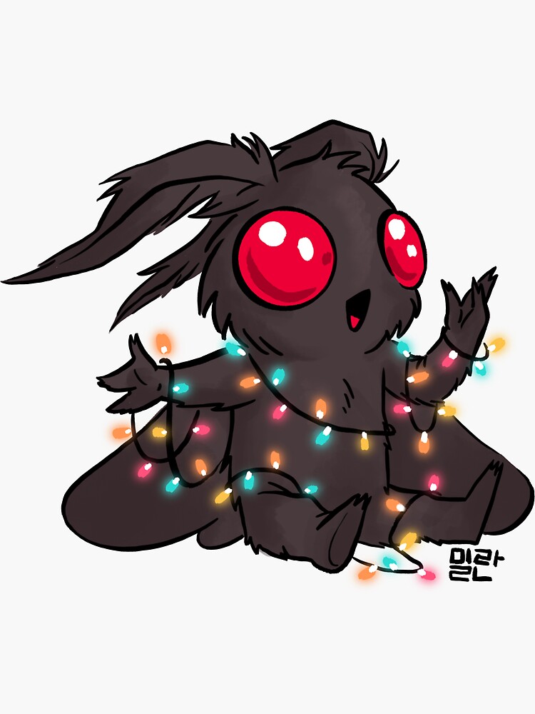 "Mothman with Christmas lights " Sticker for Sale by lukewarmTea ...
