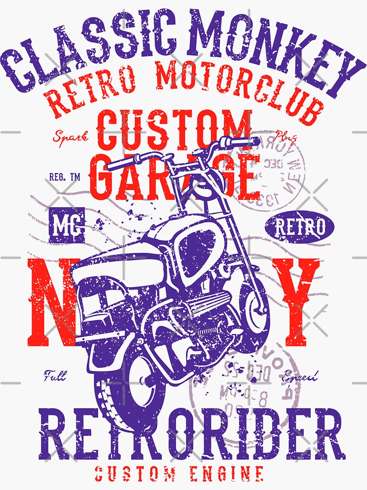 "Classic Monkey Retro Motorcycle " Sticker by joseech | Redbubble