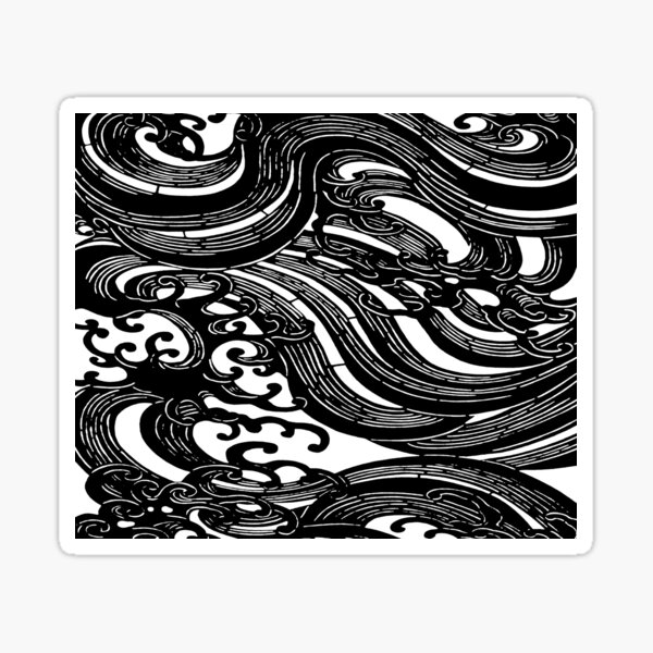 "Black and White Waves Design" Sticker by BReinbold | Redbubble