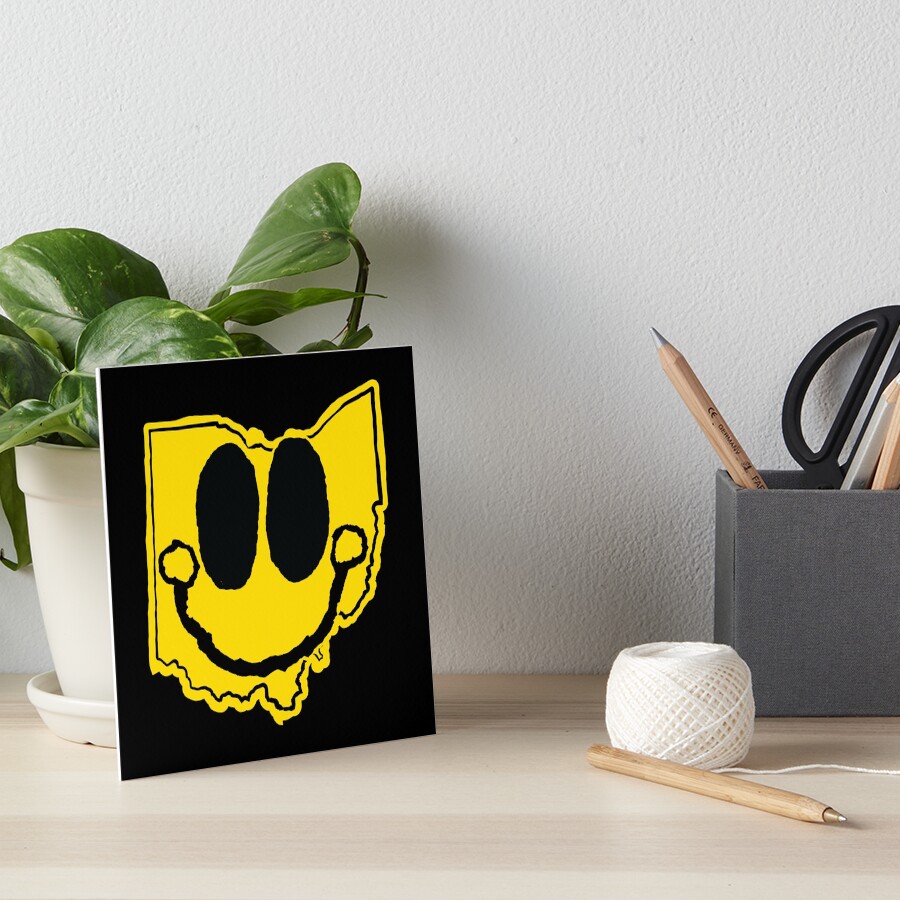 "Ohio Happy Cartoon Map Face with smile" Art Board Print for Sale by ...