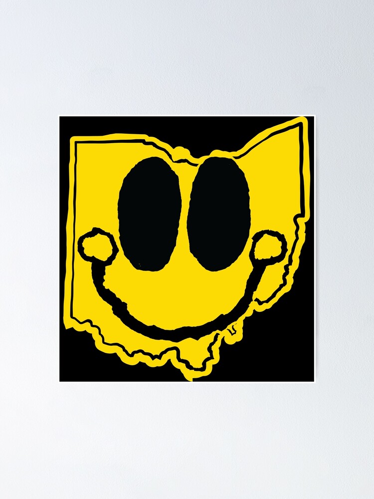 "Ohio Happy Cartoon Map Face with smile" Poster for Sale by pelagio ...